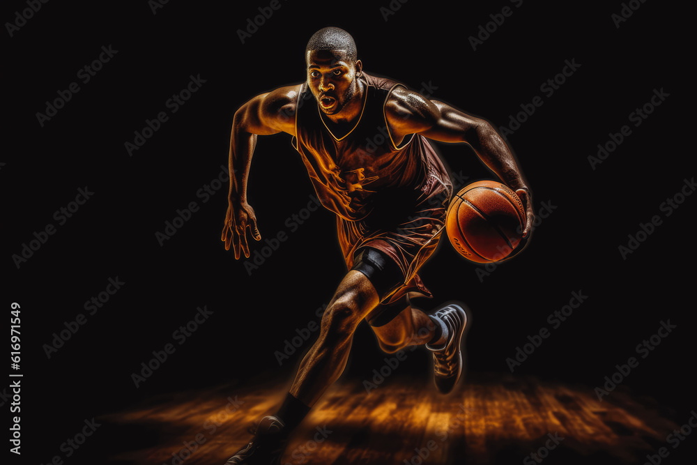 african american basketball player shooting a basketball into the hoop ...