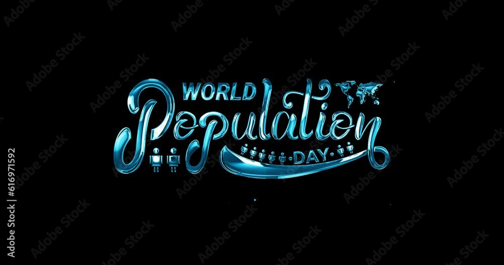World Population Day text lettering animation. Handwritten Text ...
