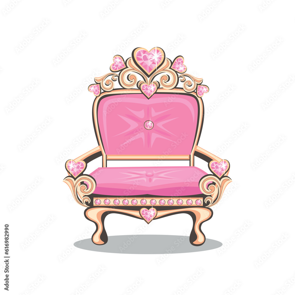 Beautiful pink throne or armchair for a beautiful princess, adorned ...