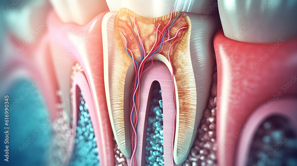 Dental tooth anatomy. Cross section of human tooth with infographics ...