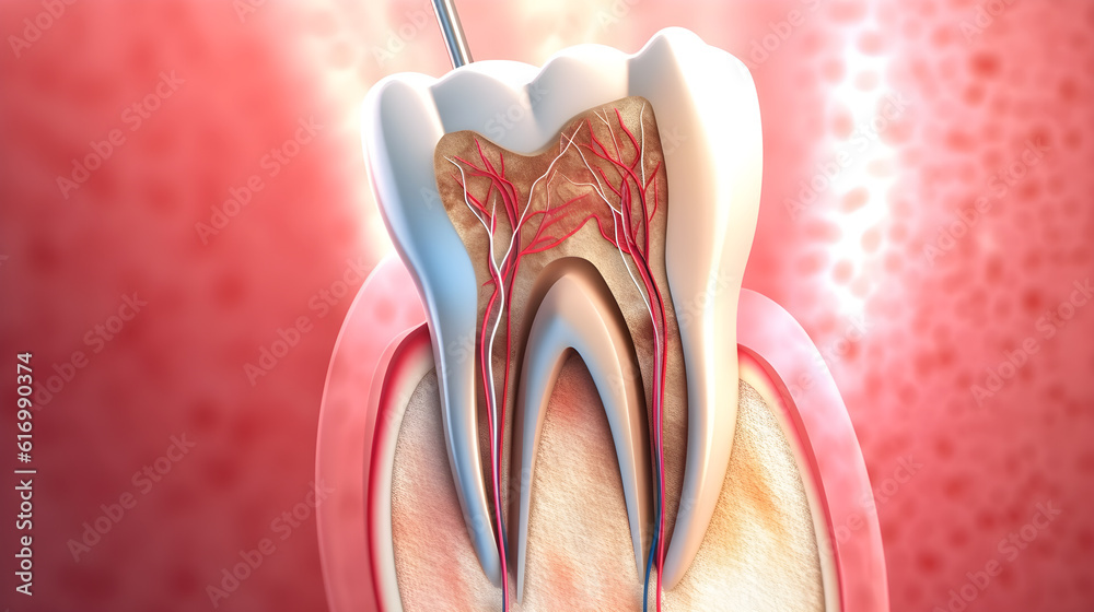 Dental tooth anatomy. Cross section of human tooth with infographics ...