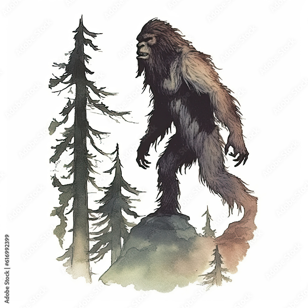 Bigfoot, sasquatch, yeti, yeren, yowie, watercolor, bigfoot silhouette ...