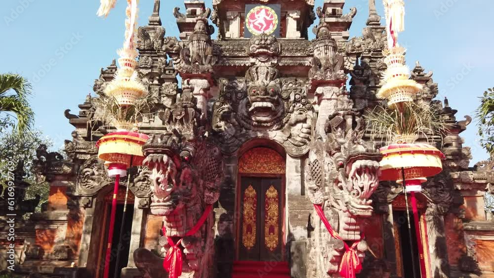 Traditional Door Pyramidal Architecture Of Bali Indonesia Ardha Candra Stage In Denpasar With