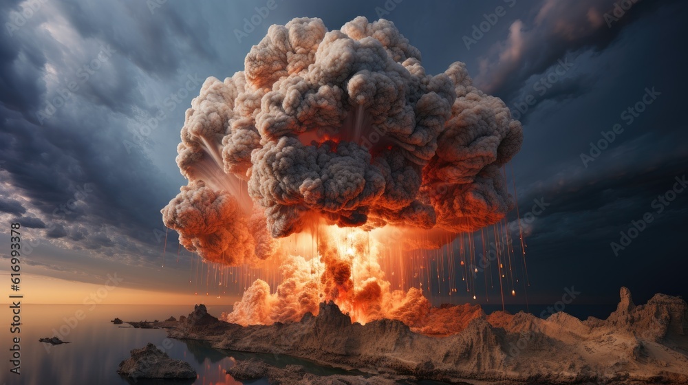 Dramatic nuclear explosion. Atom bomb explosion. Stock Illustration ...