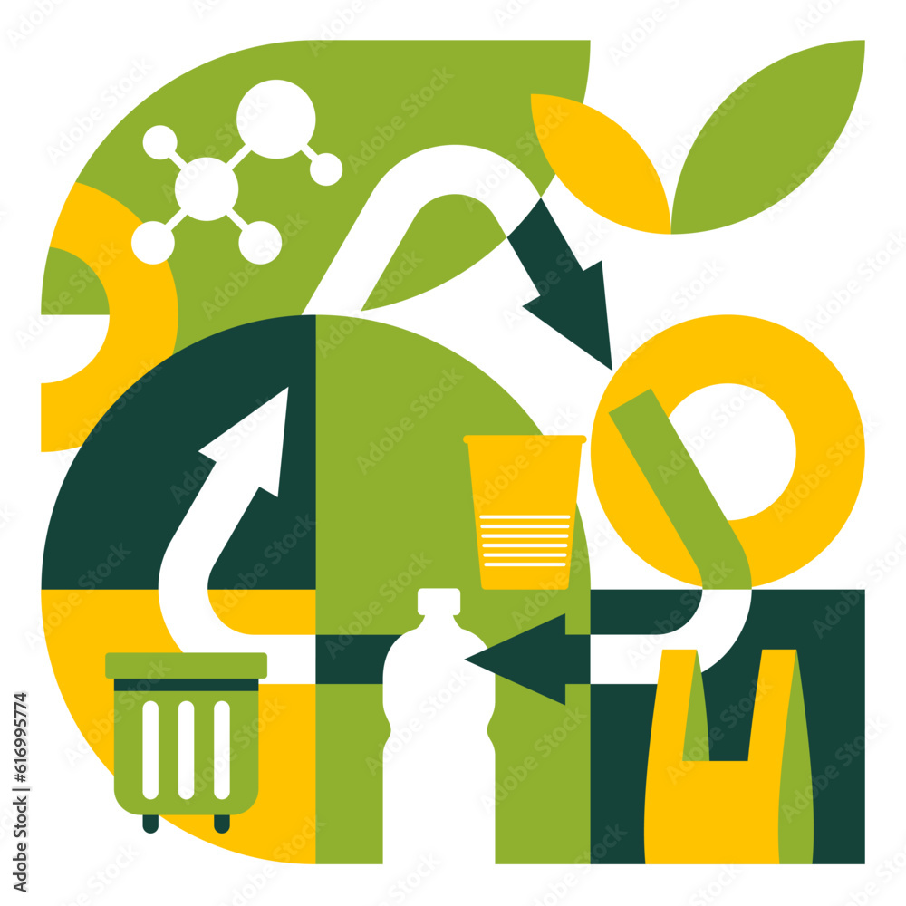 Biodegradable polymers eco friendly decoration Stock Vector | Adobe Stock