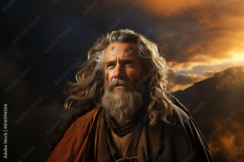 Portrait of Moses, depicting his wisdom and leadership, characters from ...