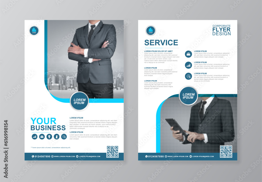 Corporate business cover and back page a4 flyer design template for ...