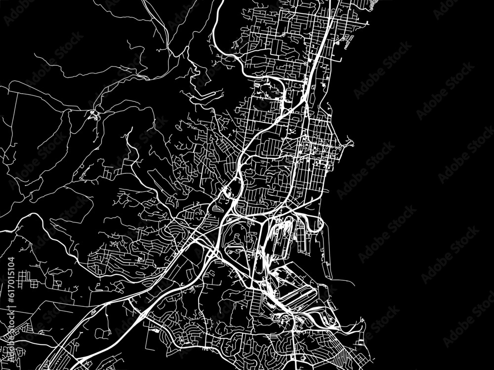 Vector road map of the city of Wollongong in the Australia with white ...