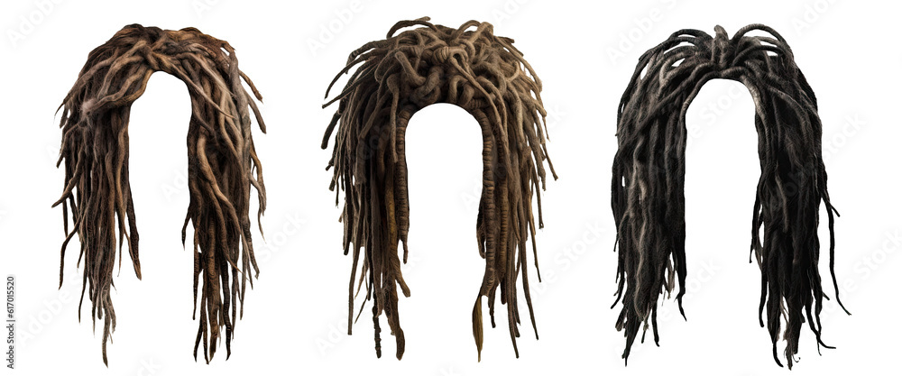 Set of dreadlocks isolated on white background - Generative AI Stock ...