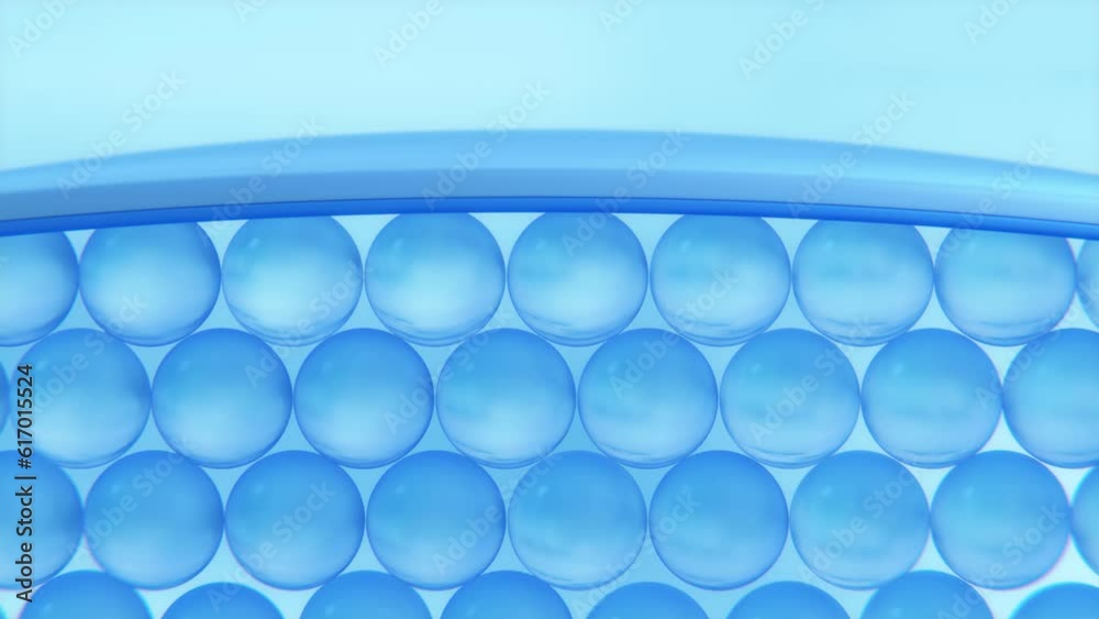 Health concept view from microscope. Water Serum Oil drop on Saggy skin ...
