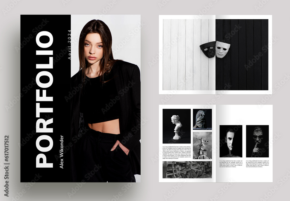 Portfolio Black & White Layout Stock Template | Adobe Stock