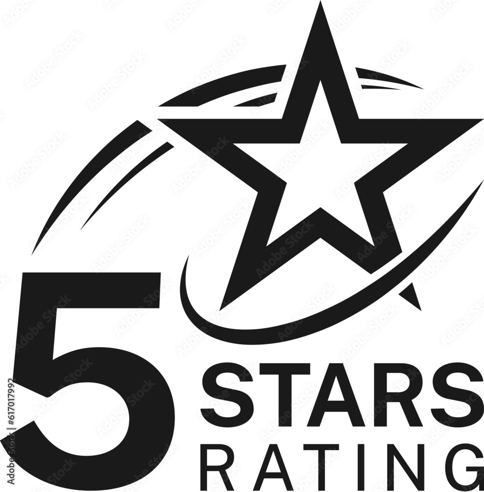 Five star rating, best award icon of quality review or service rate ...