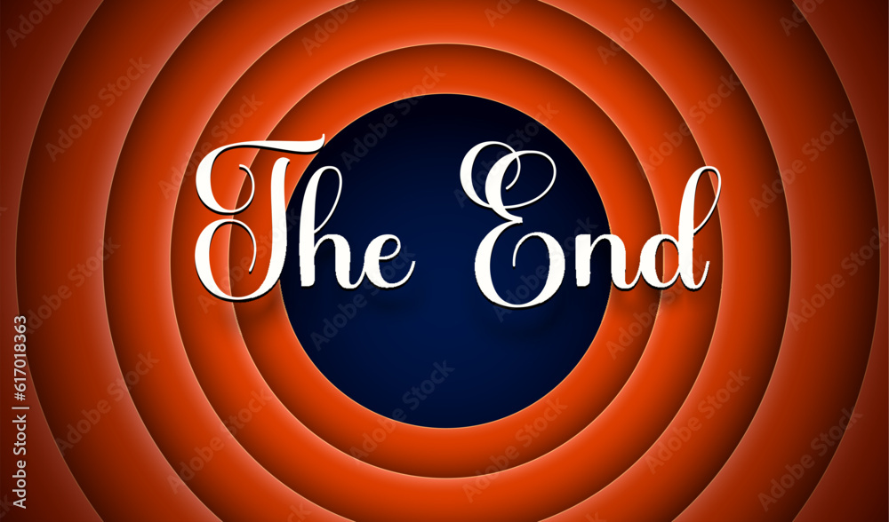 End screen, movie cinema film circle background. Vector vintage ...