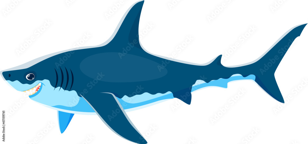 Shark character, powerful and magnificent sea animal with streamlined ...