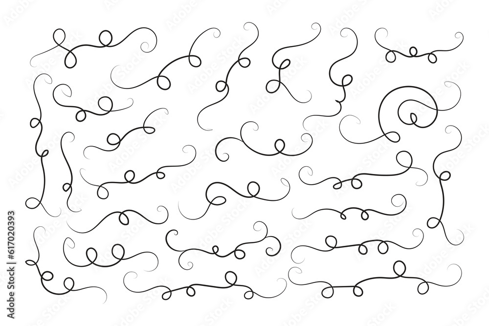 Vintage Filigree Swirls, calligraphy font style Decorative Elements ...