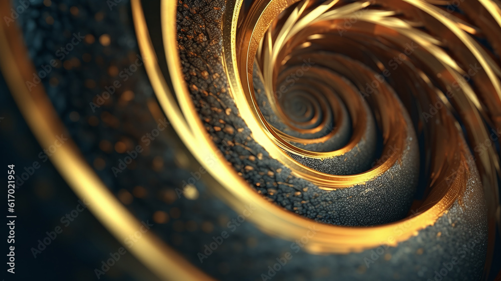Gold background, golden abstract 3D wallpaper with spiral wave flow ...