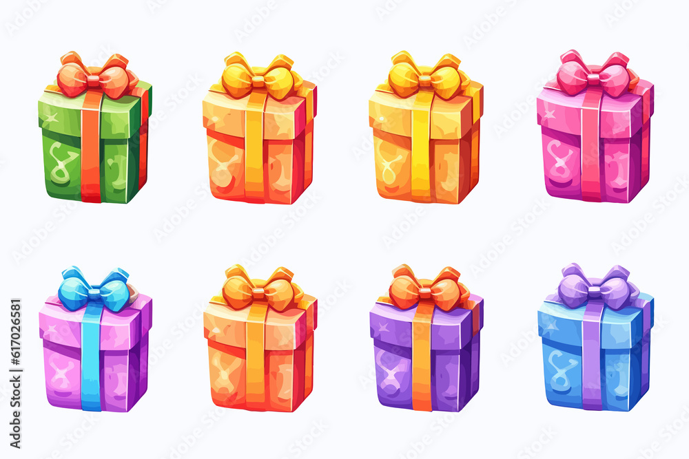 Color gift box for ui game icon cartoon vector. Flat vector ...