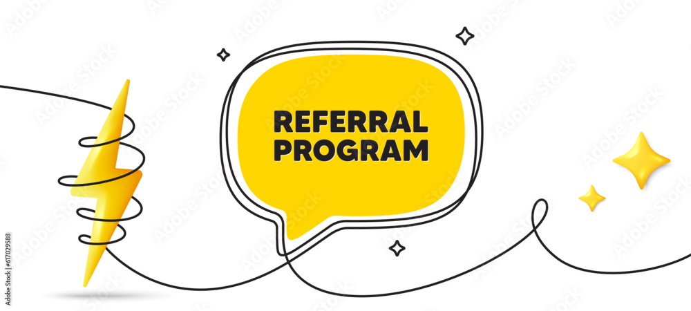Referral program tag. Continuous line art banner. Refer a friend sign ...