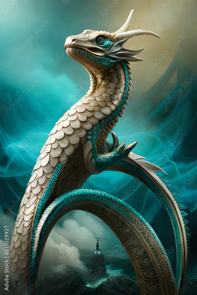 Xenomorph Alien. A dragon with blue wings and a blue body stands in ...