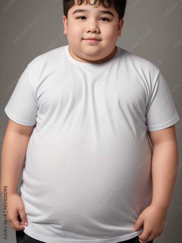 An overweight boy on studio background. Generative AI Stock ...