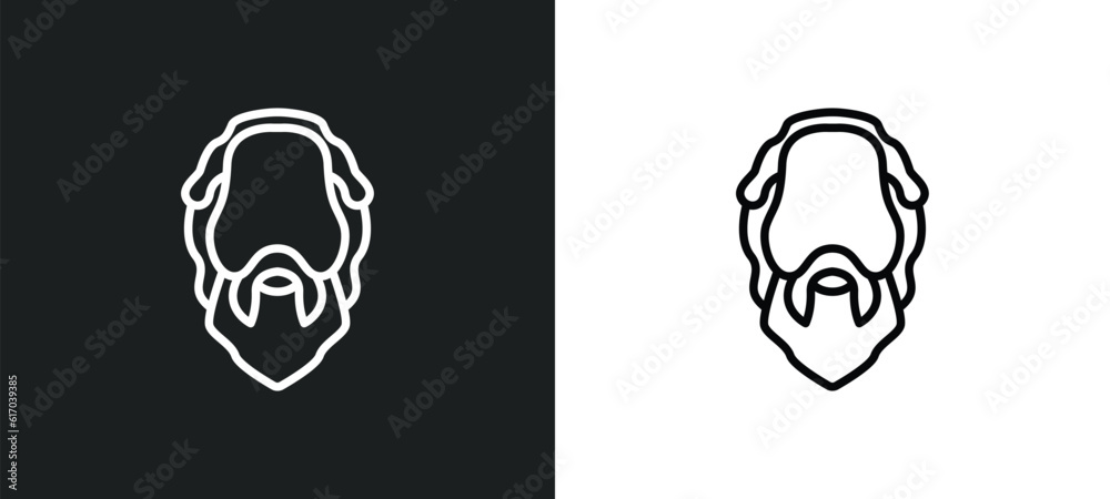 socrates line icon in white and black colors. socrates flat vector icon ...