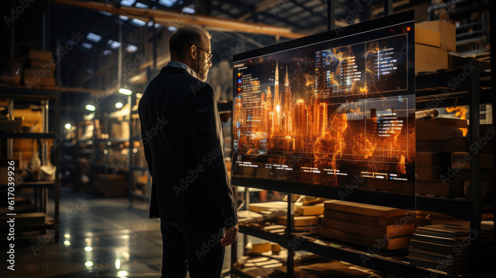 Smart Warehouse,Inventory management system concept.Manager using ...