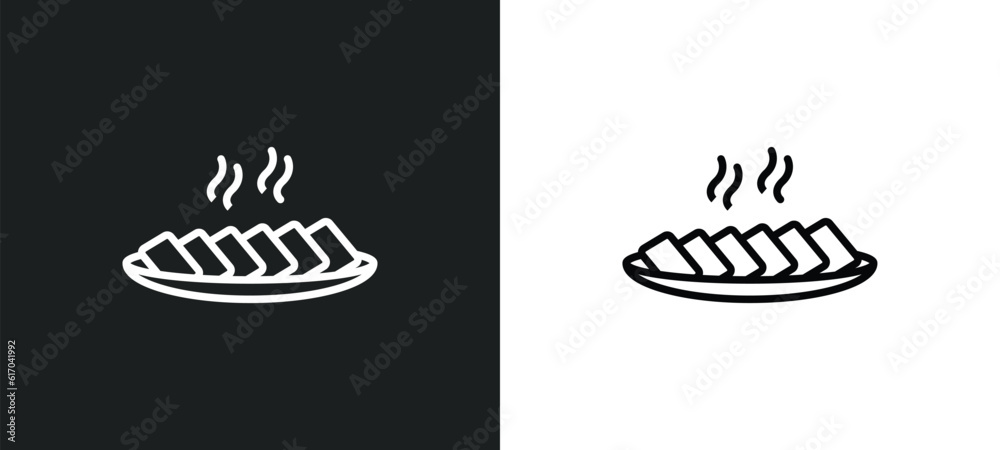 char siu line icon in white and black colors. char siu flat vector icon from char siu collection ...