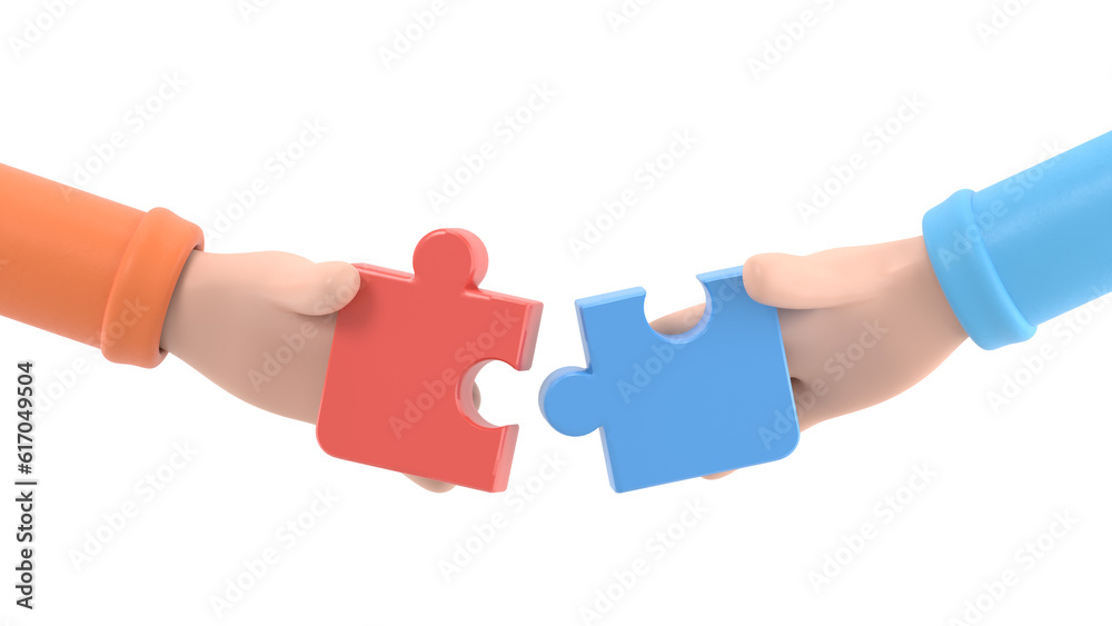 Transparent Backgrounds Mock-up.Business teamwork with white puzzle of ...