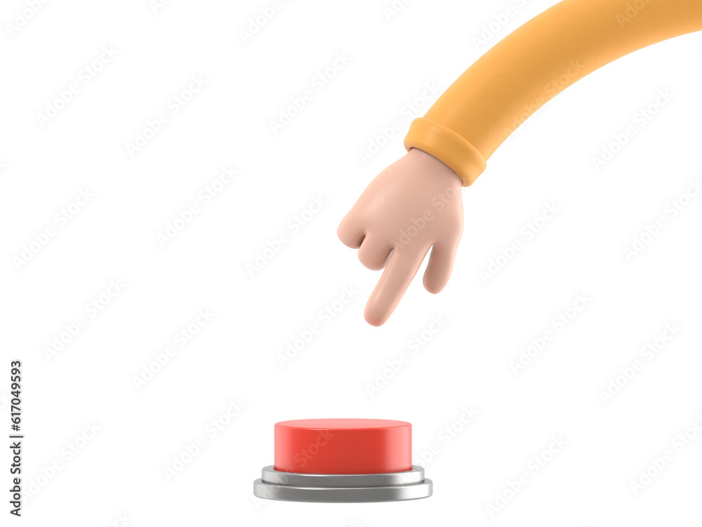 Transparent Backgrounds Mock-up.The red stop button hand presses pop ...