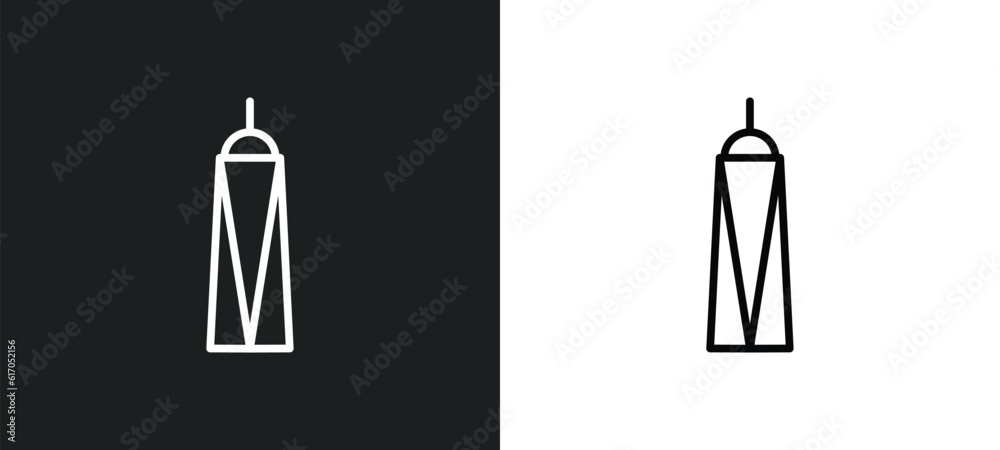 world trade center line icon in white and black colors. world trade ...