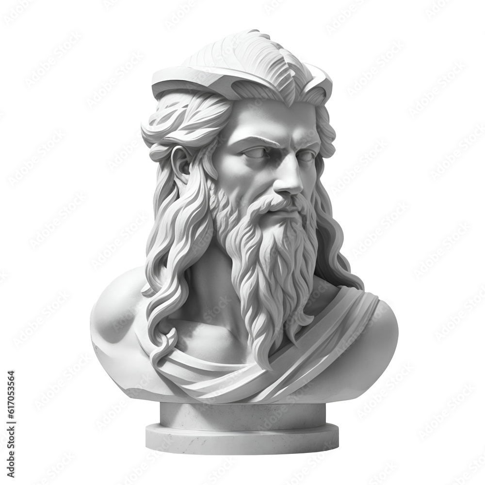 Zeus marble statue, god of the sky and thunder in Greek mythology on ...