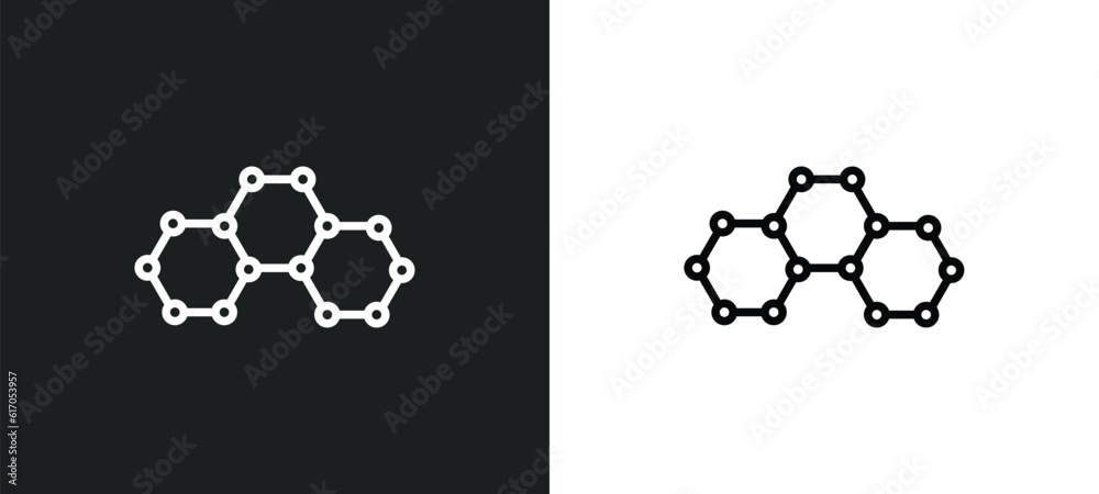 graphene line icon in white and black colors. graphene flat vector icon ...