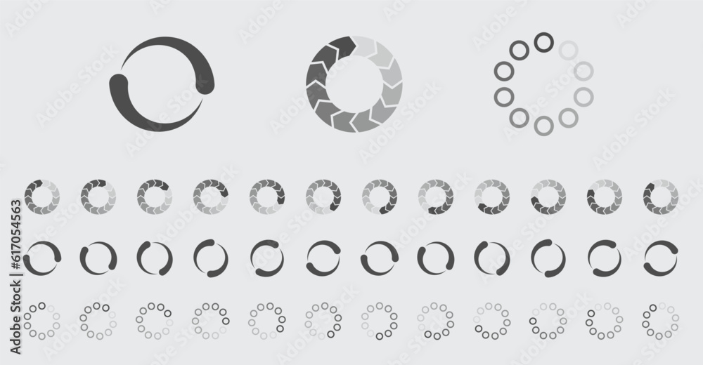 Circular Loading Buffering Icons Vector Set Video Ready for Animation ...