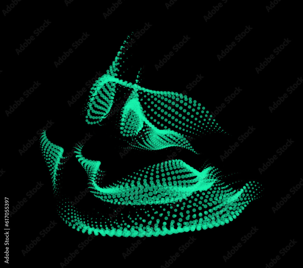 3d Dynamic Node Of Big Data Dots Science Wave Infinity Sinusoid Line From Particles Swirl Hill