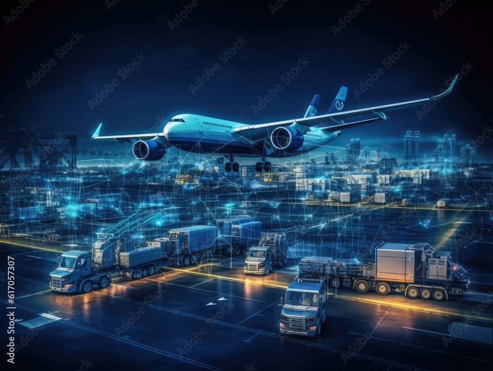 AI in logistics and supply chain management concept, transportation ...