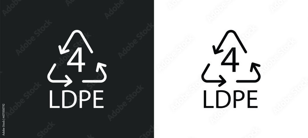 4 ldpe line icon in white and black colors. 4 ldpe flat vector icon ...