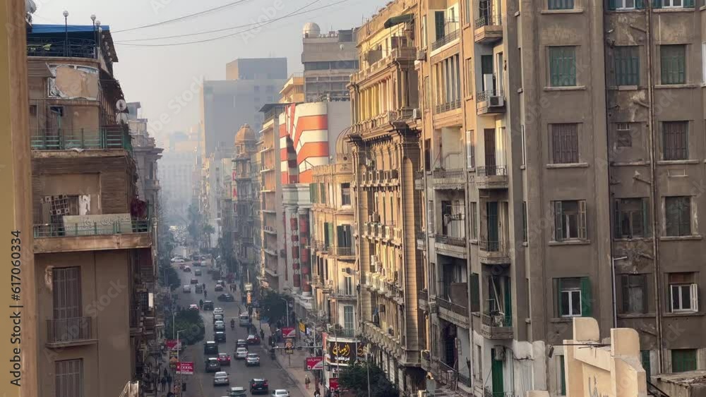 Cairo, Egypt - 2023: typical egyptian architecture buildings and street ...