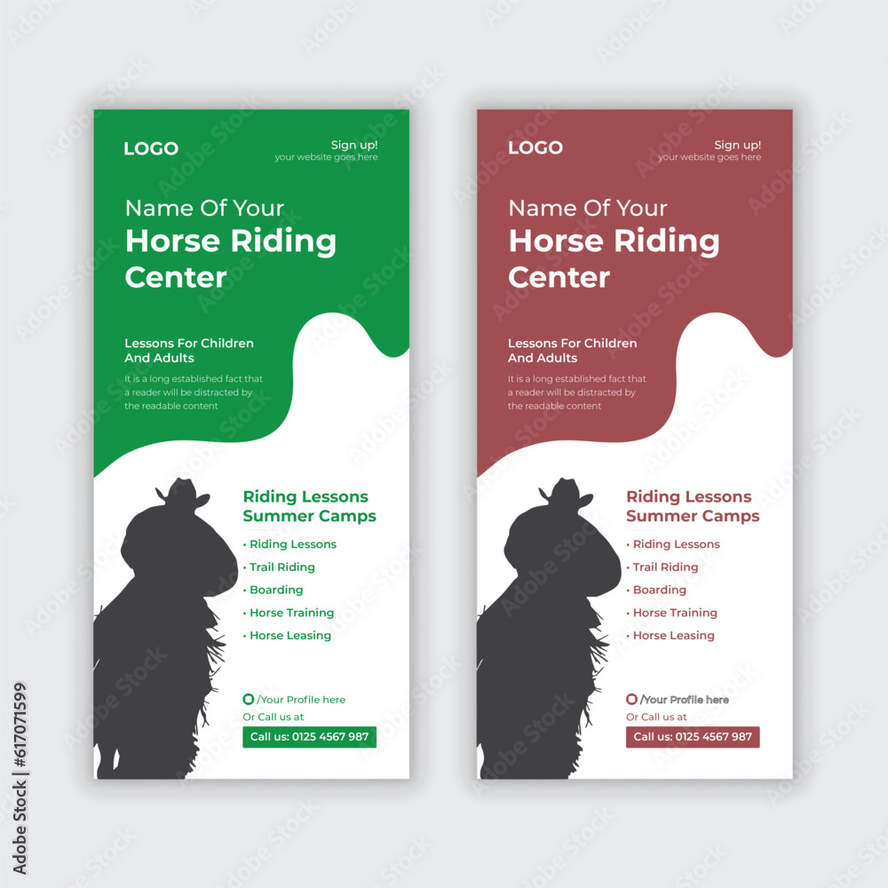 Horseback riding lesson Dl flyer template or Horse Farm Rack Card/dl ...