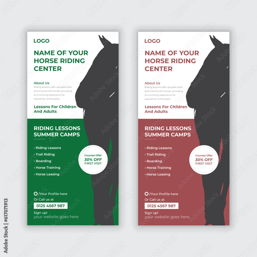 Horseback riding lesson Dl flyer template or Horse Farm Rack Card/dl ...