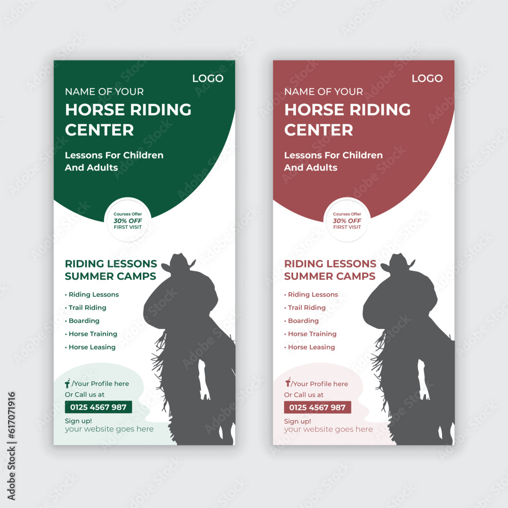 Horseback riding lesson Dl flyer template or Horse Farm Rack Card/dl ...
