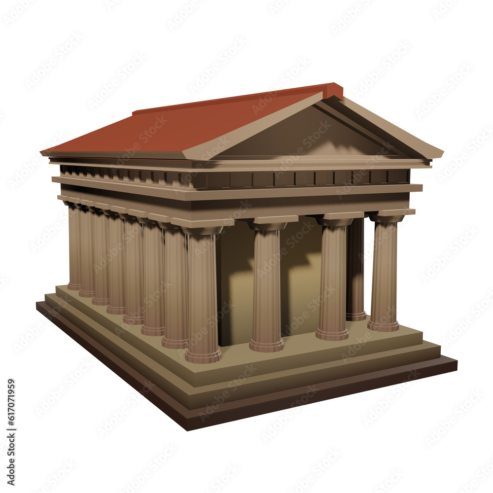 3D Model Illustration of Acropolis of Athens: Greece Iconic Landmark in 3D Icon Style Stock ...