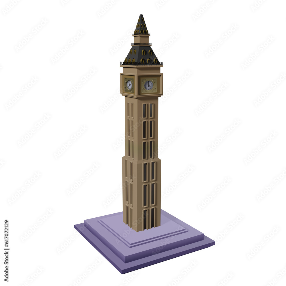 3D Model Illustration of Big Ben Clock: London UK Iconic Landmark in 3D ...