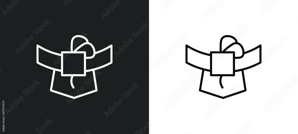 mawashi line icon in white and black colors. mawashi flat vector icon ...