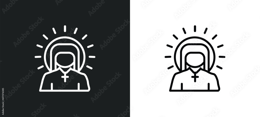 jesus line icon in white and black colors. jesus flat vector icon from ...