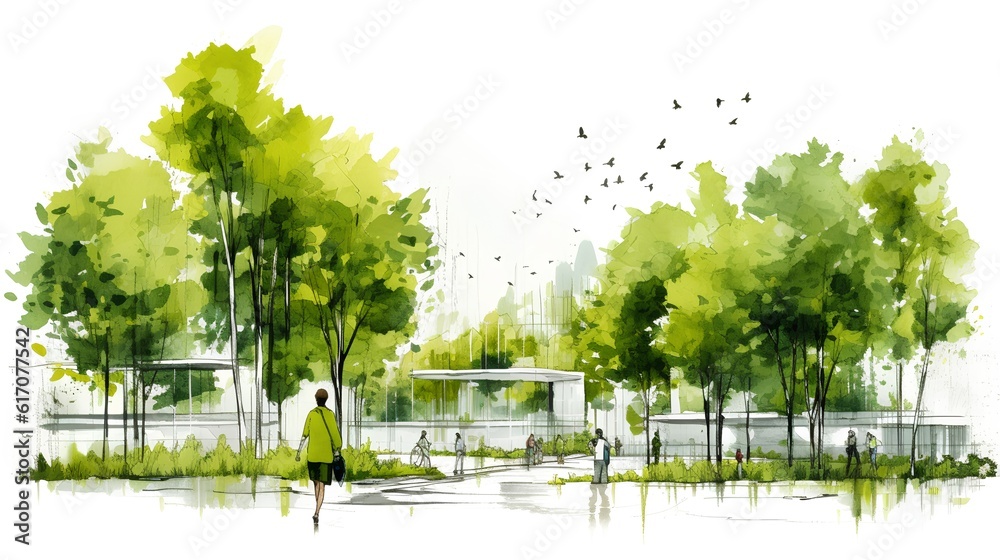 Sustainable urban design project. Green architectural practices aimed ...