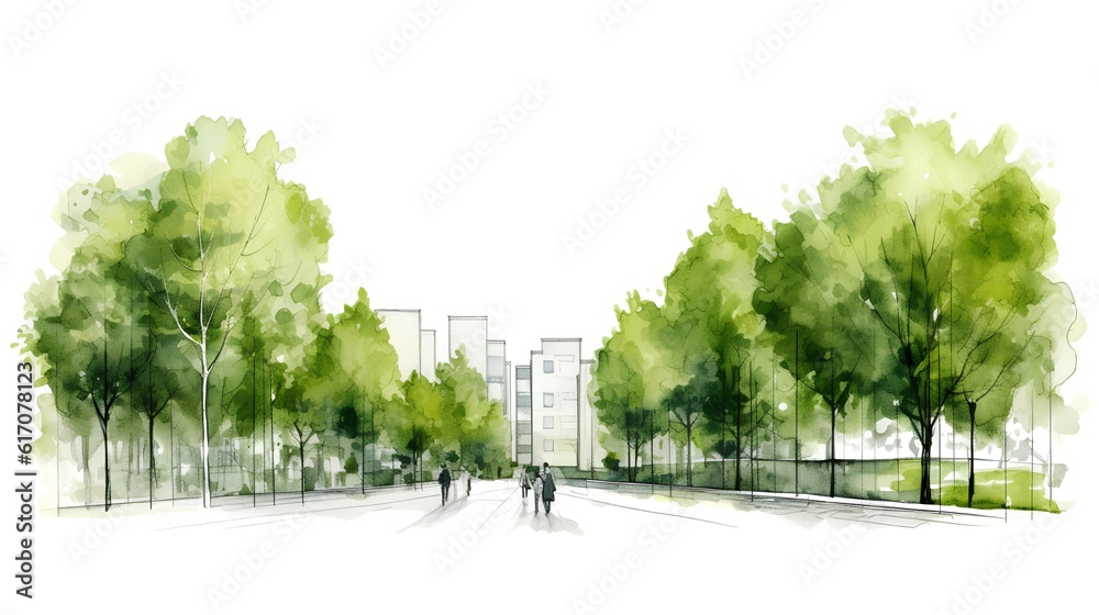 Sustainable urban design project. Green architectural practices aimed ...