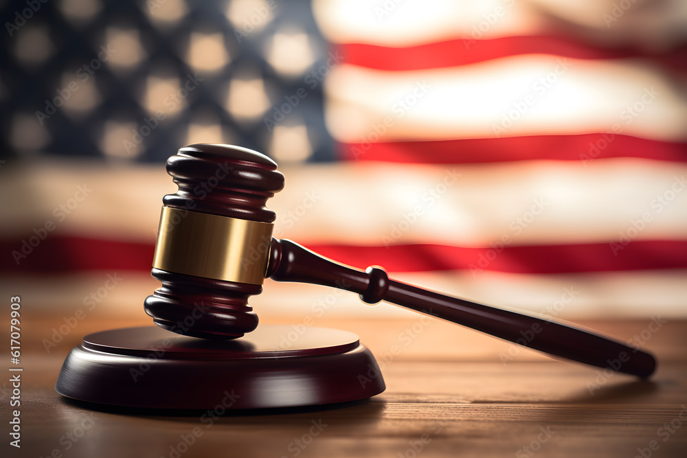 Symbol of Justice: Gavel and Blurred American Flag - Generative AI ...