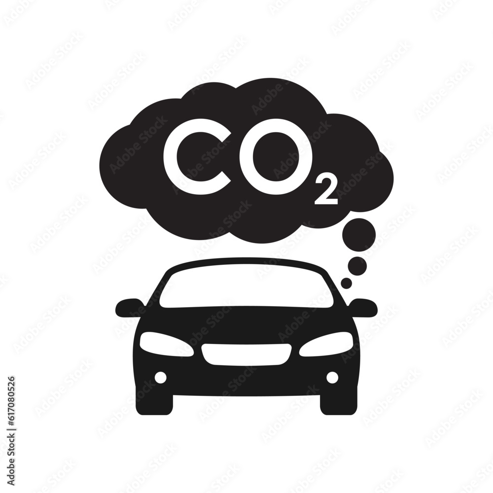 Car CO2 exhaust graphic icon. Car emission pollution sign isolated on ...