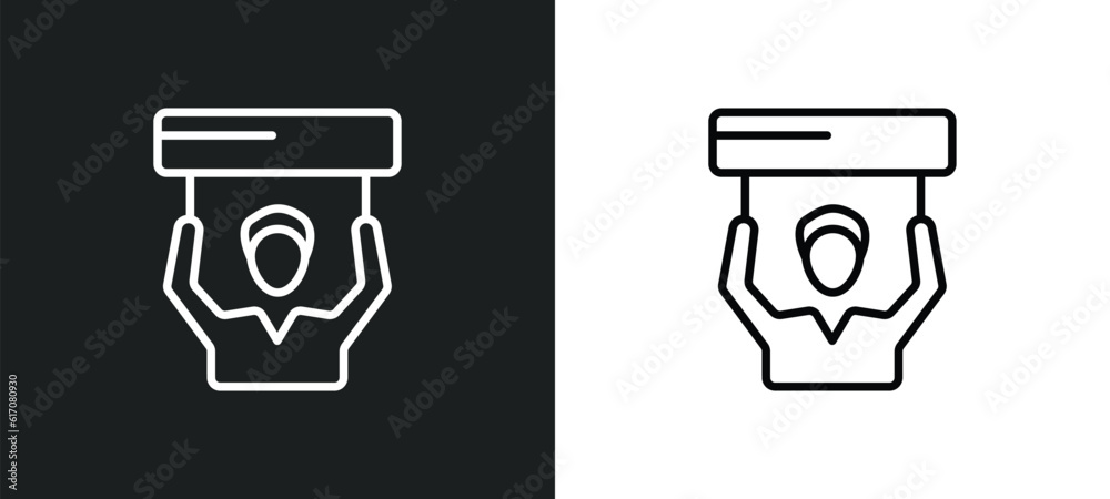 civil rights line icon in white and black colors. civil rights flat ...