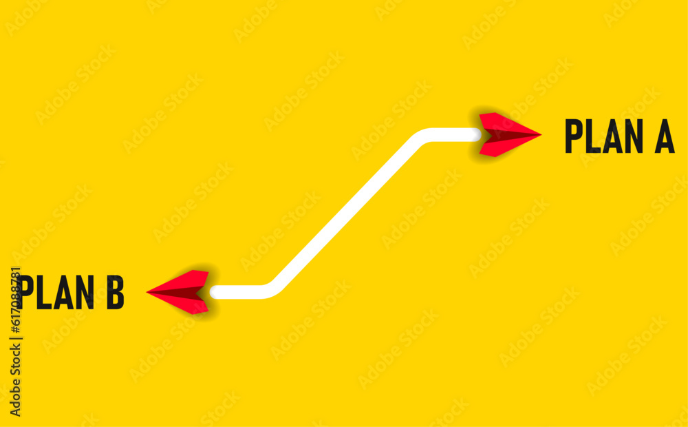 Red airplanes flying for Plan A, Plan B.Annual plan idea concept ...